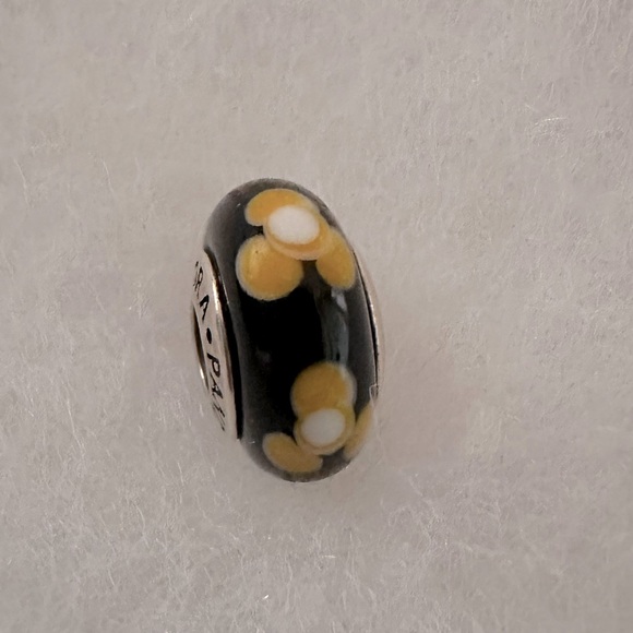 Pandora | Jewelry | Retired Murano Glass Pandora Charm Black With ...